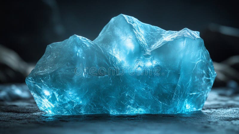 Luminous Blue Ice Crystal on Dark Background Stock Illustration ...
