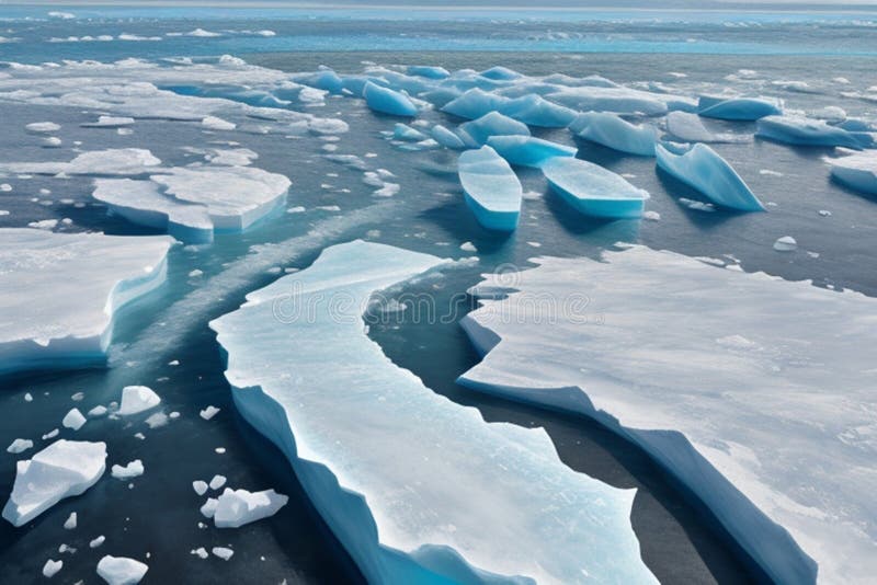 Luminous Blue Icebergs from Retreating Glacier Drifting Towers the ...