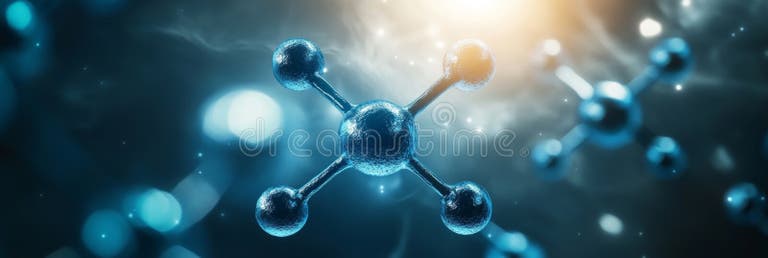 Luminous Blue Molecular Structure, Connected Nodes and Bright Energy Pathways, Macro. Stock ...
