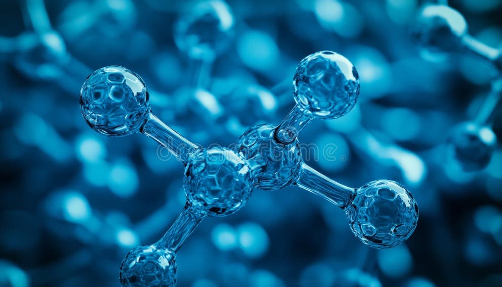 Luminous Blue Molecular Structure, Connected Nodes, Bright Energy ...