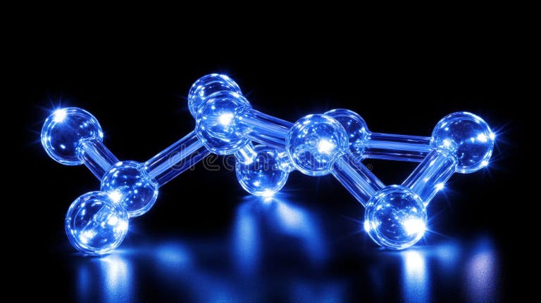 Luminous Blue Molecular Structure, Connected Nodes, Glowing Energy ...
