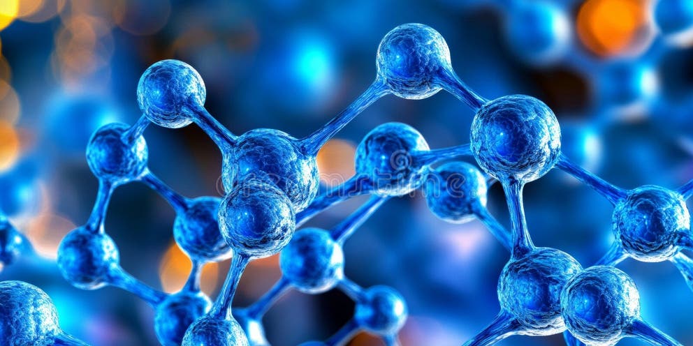 Luminous Blue Molecular Structure, Connections Nodes, with Energy Pathways, Vibrant Saturated ...