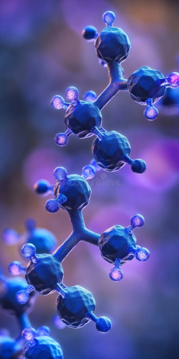 Luminous Blue Molecular Structure, Representing Connected Nodes with ...