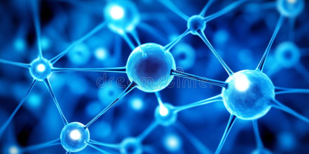 Luminous, Blue Molecular Structure - Vibrant Network Nodes Energy Pathways, Crisp Focus ...