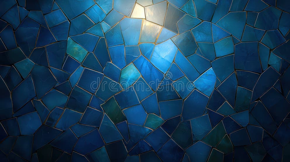 Luminous Blue Mosaic Tile Wall, Stunning Display of Light, Texture, and ...