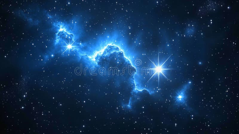 Luminous Blue Nebula in Dark Space Stock Illustration - Illustration of ...