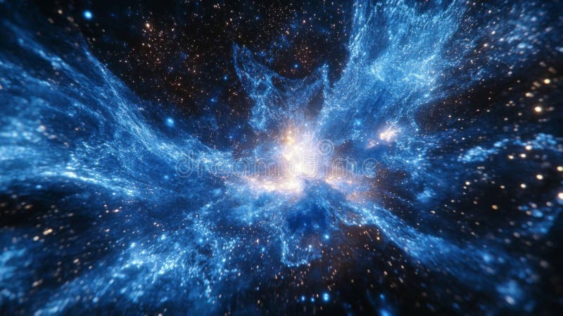 Luminous Blue Nebula in Deep Space Stock Illustration - Illustration of ...