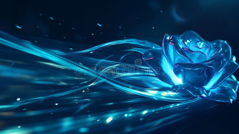 Luminous Blue Rose in a Digital Flow Stock Photo - Image of digital ...