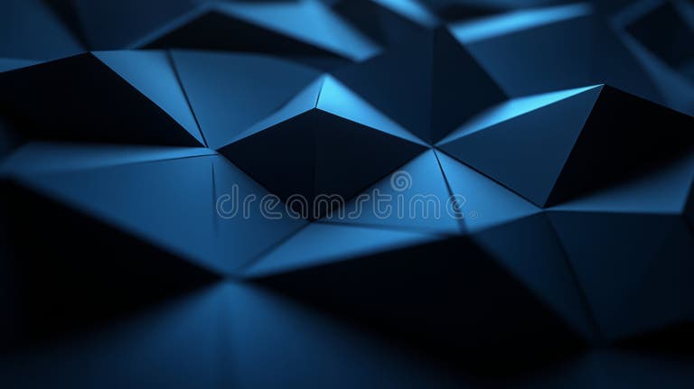 Luminous, Blue, Three-Dimensional Surface with Tetrahedrons. a High ...