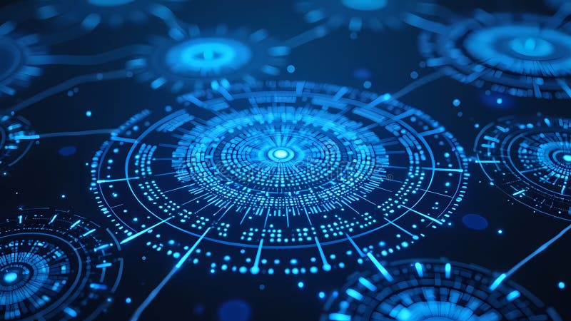 Luminous Blue Whirlpool of Rings with Floating Particles Stock ...