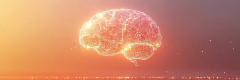 A Luminous Brain Crafted from Small Light Points and Lines, Symbolizing ...