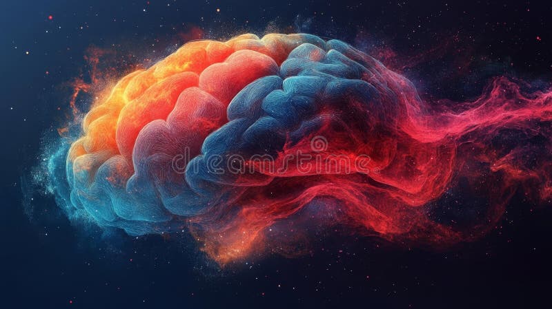 A Glowing Brain Surrounded by Dynamic Tendrils of Energy Symbolizing ...