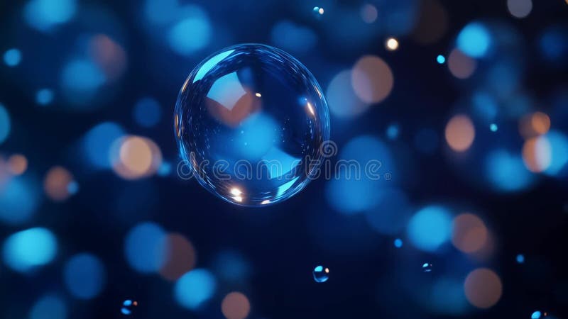 Luminous Bubble with Beautiful Blue Background and Light Effects Stock ...