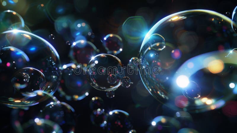 Luminous Bubbles and Light Flares Digital Background Stock Image ...