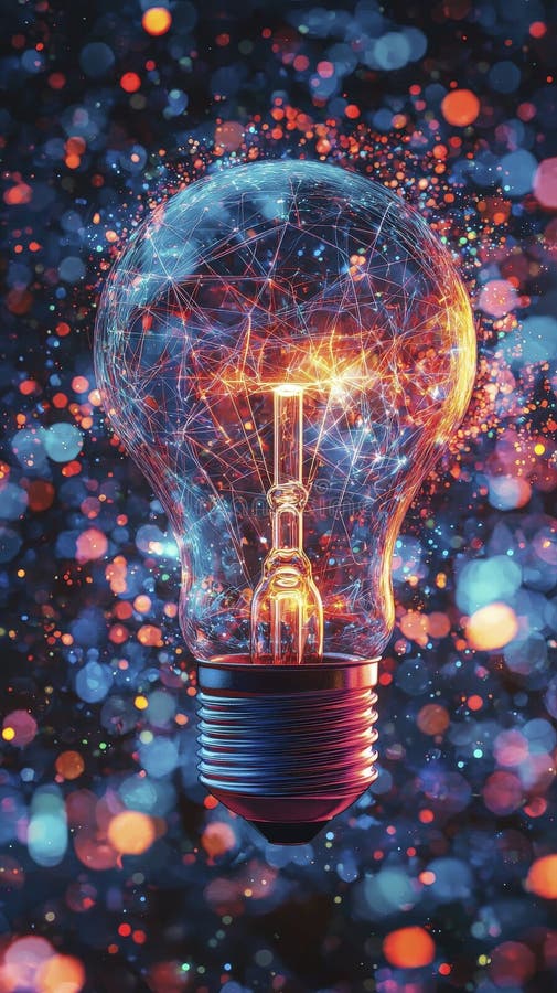 Luminous Bulb with Interconnected Neural Networks Stock Illustration - Illustration of ...