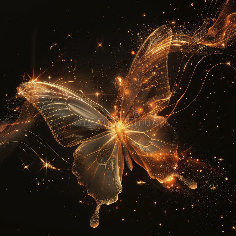 Luminous Butterfly in Celestial Flight Stock Image - Image of night ...