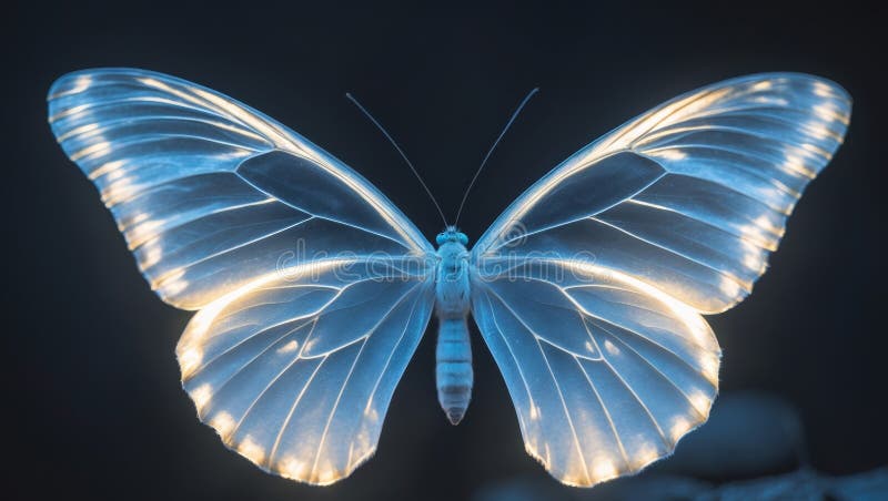 Luminous Butterfly Wings Glowing in the Dark Night. Stock Photo - Image ...