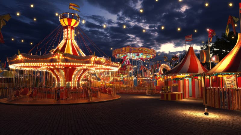 Luminous Carnival Night: a Whimsical Fairytale Setting Stock ...