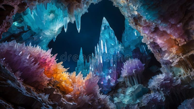 Luminous Caves: a Celestial Harmony of Light and Prism Stock ...