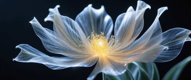 Luminous Celestial Flower Glowing Brightly in Darkness. Stock Image ...