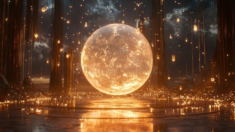 Luminous Celestial Sphere a Digital Art Masterpiece Stock Illustration ...
