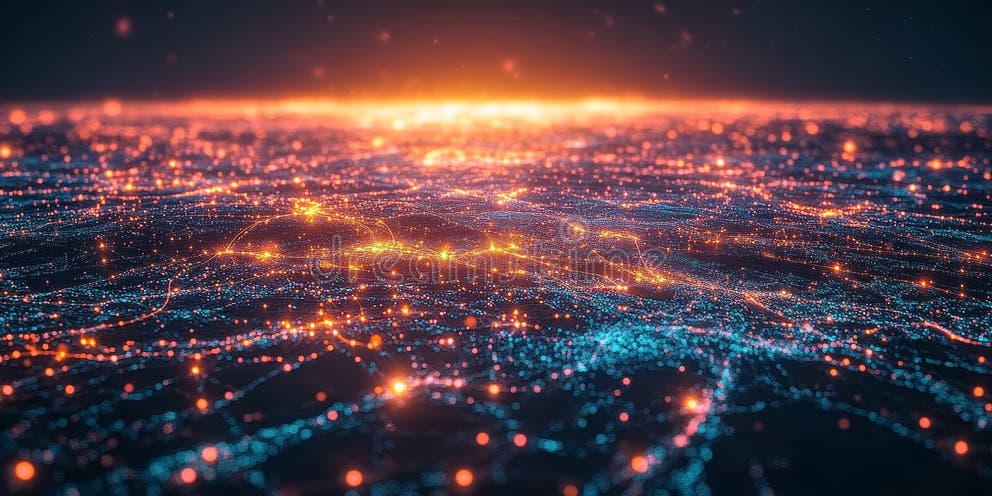 Luminous Cityscape. Abstract Data Visualization of Digital Signals and ...