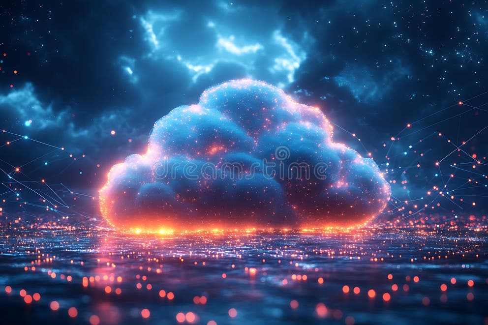 Luminous Cloud Computing Network Abstract Digital Data & Connection Concept Stock Illustration ...