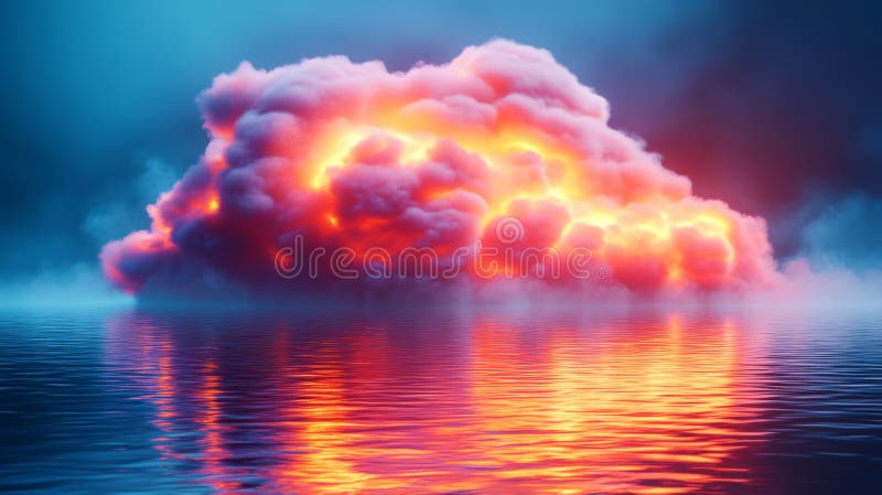 Luminous Cloud Formation Reflecting on Calm Water Stock Image - Image ...