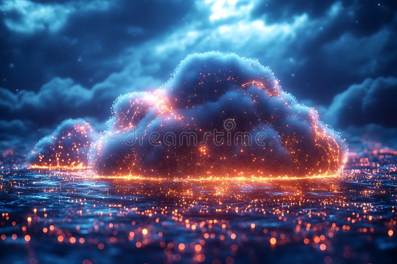 Luminous Cloud Network Abstract Digital Data Concept Art Stock ...