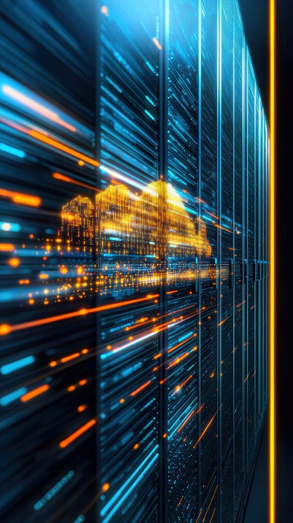 Luminous Cloud Servers Glowing in Dark Space with Dynamic Data Flow ...