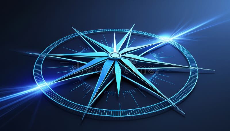 Luminous Compass Rose Guiding through the Darkness with Directional ...