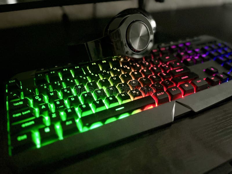 Luminous Computer Keyboard. Stock Image - Image of device, keyboard ...