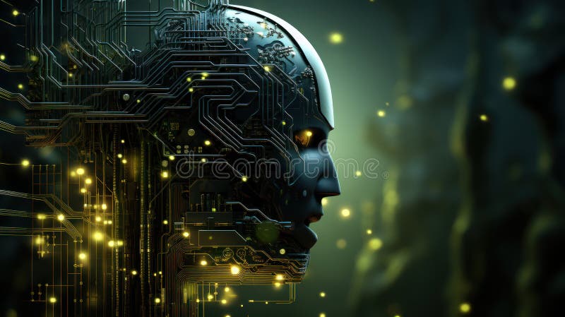 Luminous Connections: AI Microchip Mapping in 2D Brain Stock ...