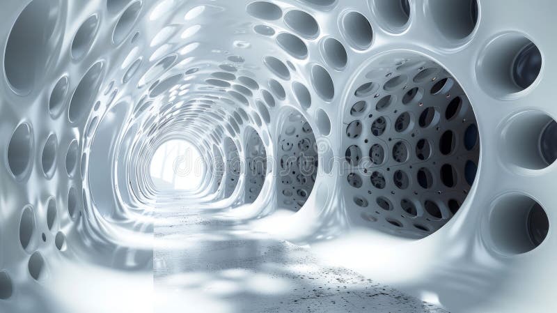 Futuristic Corridor with Organic Architecture and Light Streaming in ...