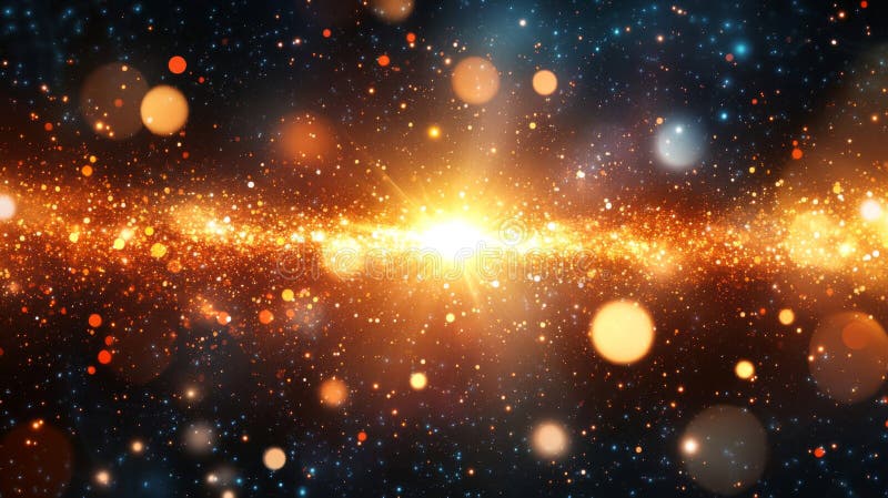 Luminous Cosmic Nebula with Golden Dust and Blue Nebula Stock ...