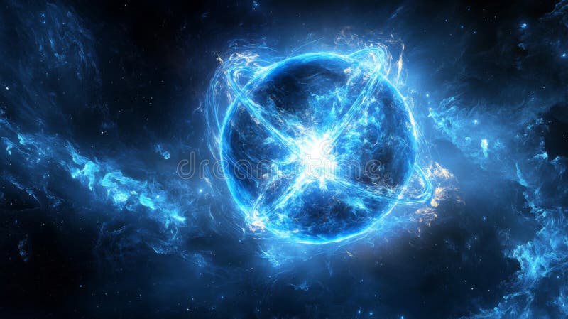 Luminous Cosmic Sphere Energy Burst in Space Stock Illustration ...