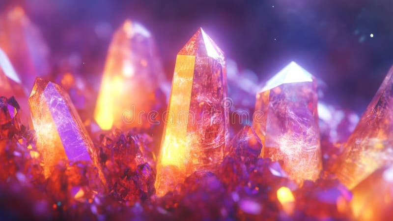 Luminous Crystal Cluster with Vibrant Hues Stock Illustration ...