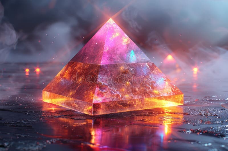 Luminous Crystal Pyramid: Mystical Energy and Glowing Reflection Stock ...
