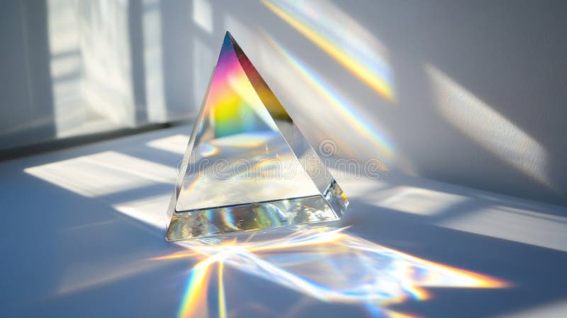 Luminous Crystal Pyramid with Rainbow Light Refraction Stock ...
