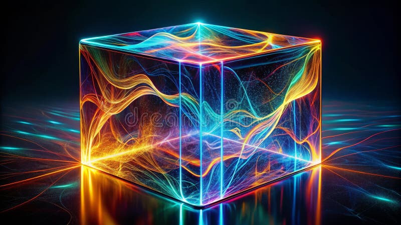 Luminous Cube Abstract Energy Flow within a Transparent Structure ...