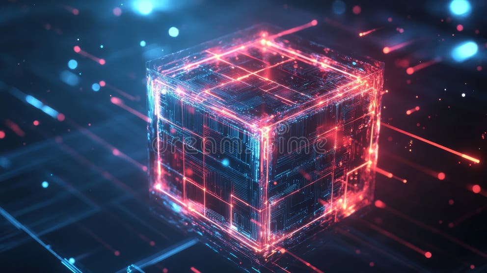 Luminous Cube Digital Network Structure Abstract Stock Image - Image of circuit, digital: 365665529