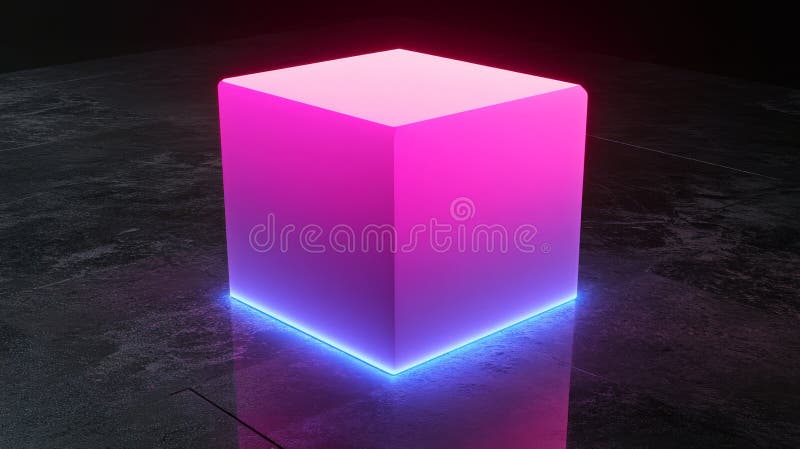 A Luminous Cube Showcases Neon Gradient Lighting Against a Dark ...