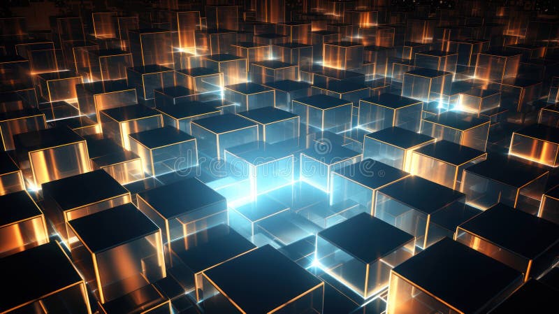 Luminous Cubic Abstract 3D Square Texture with Blocks Stock ...