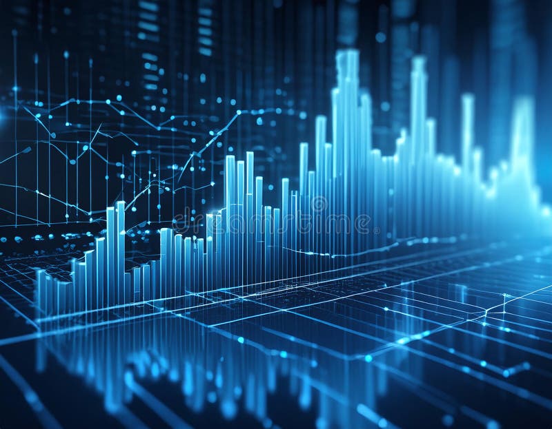 A Luminous 3D Bar Graph Representing Growth, with a Glowing Grid and ...