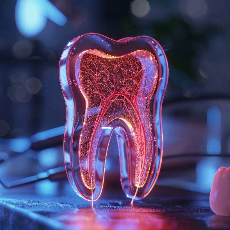 Luminous 3D Render Showcasing Tooth Cross-section with Advanced ...
