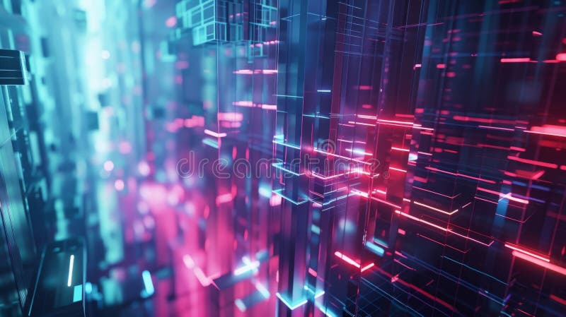 Luminous 3d Rendering of an Abstract Digital Technology Background with ...