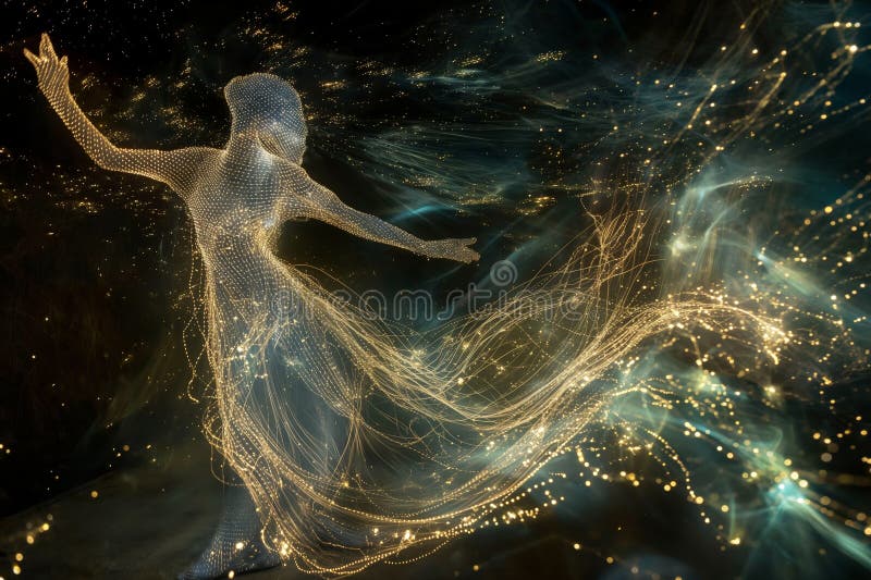 Luminous Dance of Connectivity Stock Photo - Image of concept, glow ...