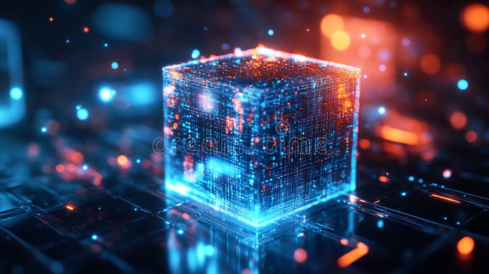 Luminous Data Cube Digital Information Technology Stock Photo - Image of pixels, digital: 365665580