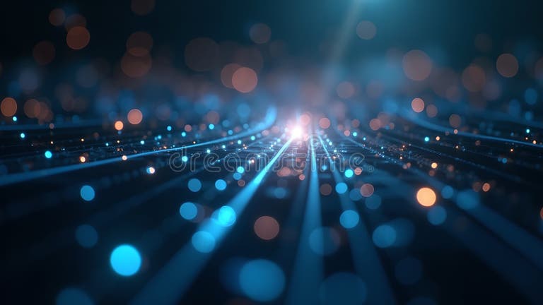 Luminous Data Flow, Abstract Technology Network Stock Illustration - Illustration of ...