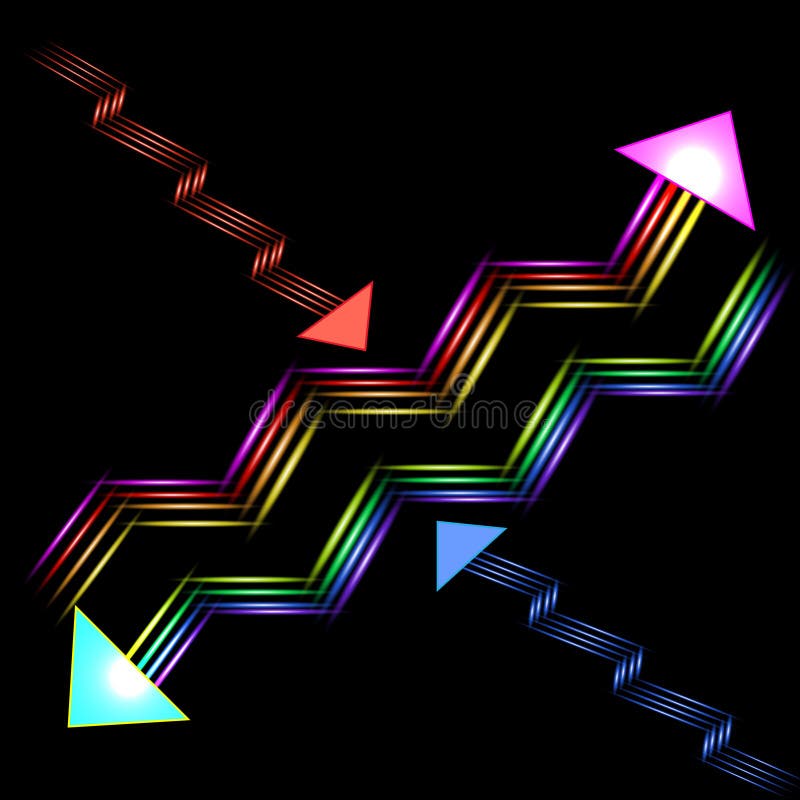 Luminous Descending and Ascending Broken Arrows Stock Vector ...